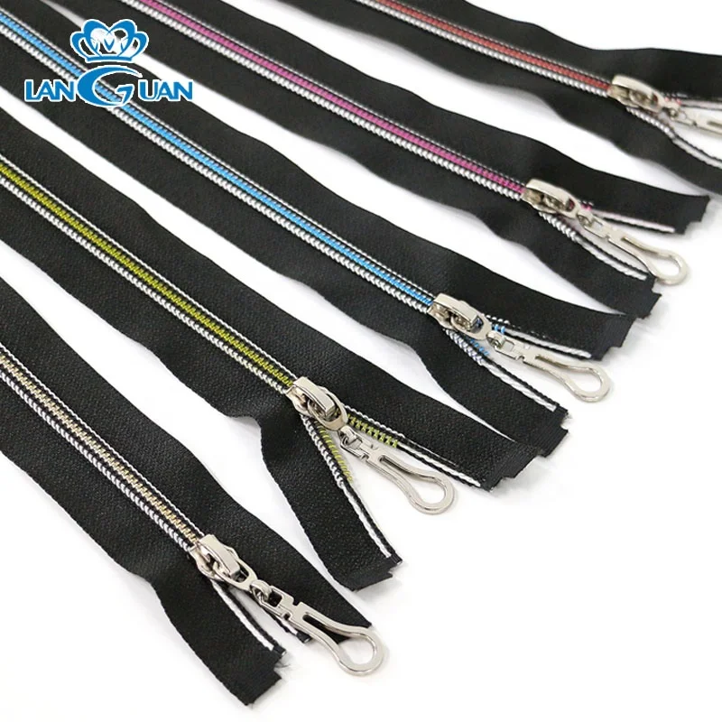 Colorful teeth open end long chain nylon coil zippers for viewing ...