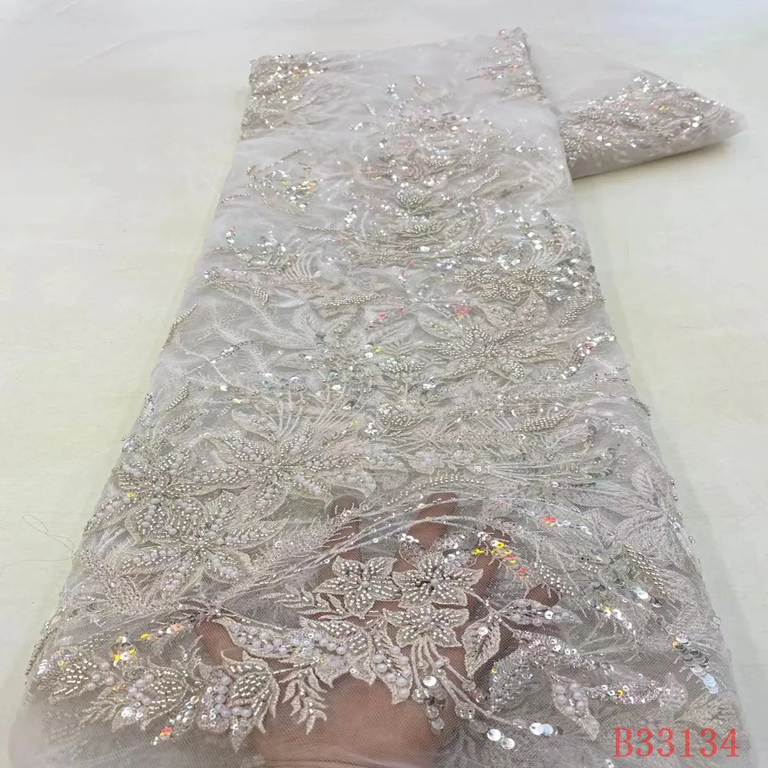 Grateful High-end Embroidery Transparent Sparkling Bridal Sequin Fabric ...