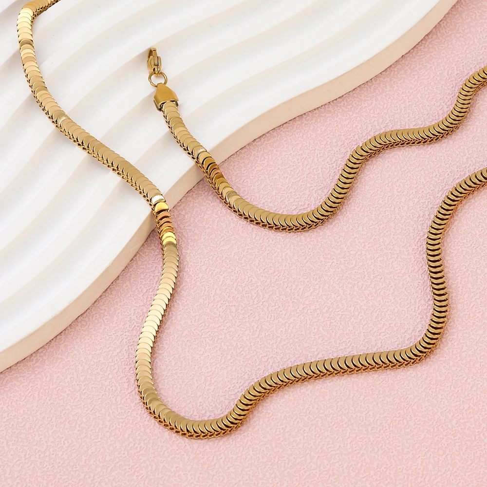 18k Gold Plated Stainless Steel Fish Scale Charm Necklace For Women