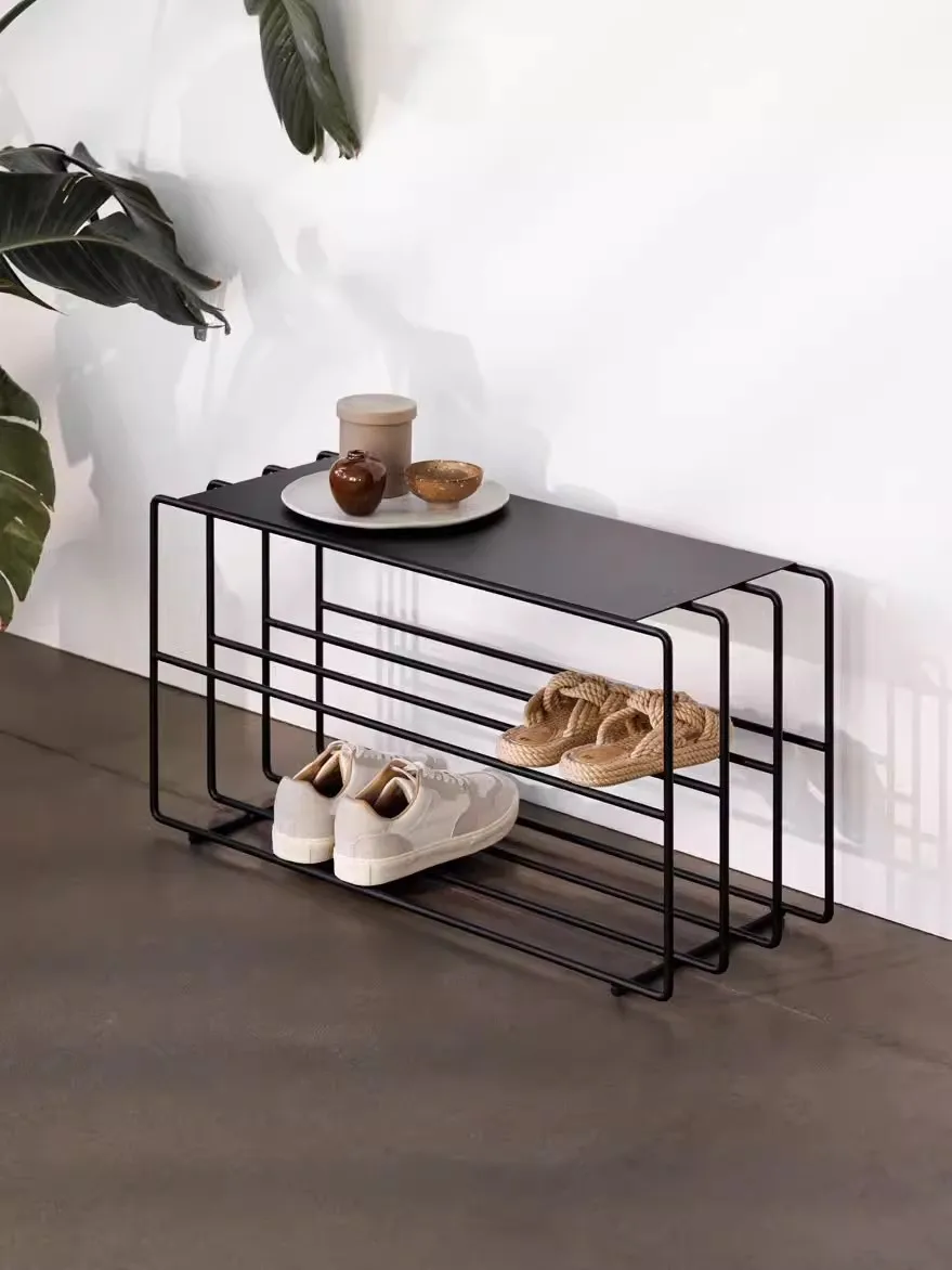 Modern Black Metal 3 Tiers Rectangular Shoe Rack Organizer Storage ...