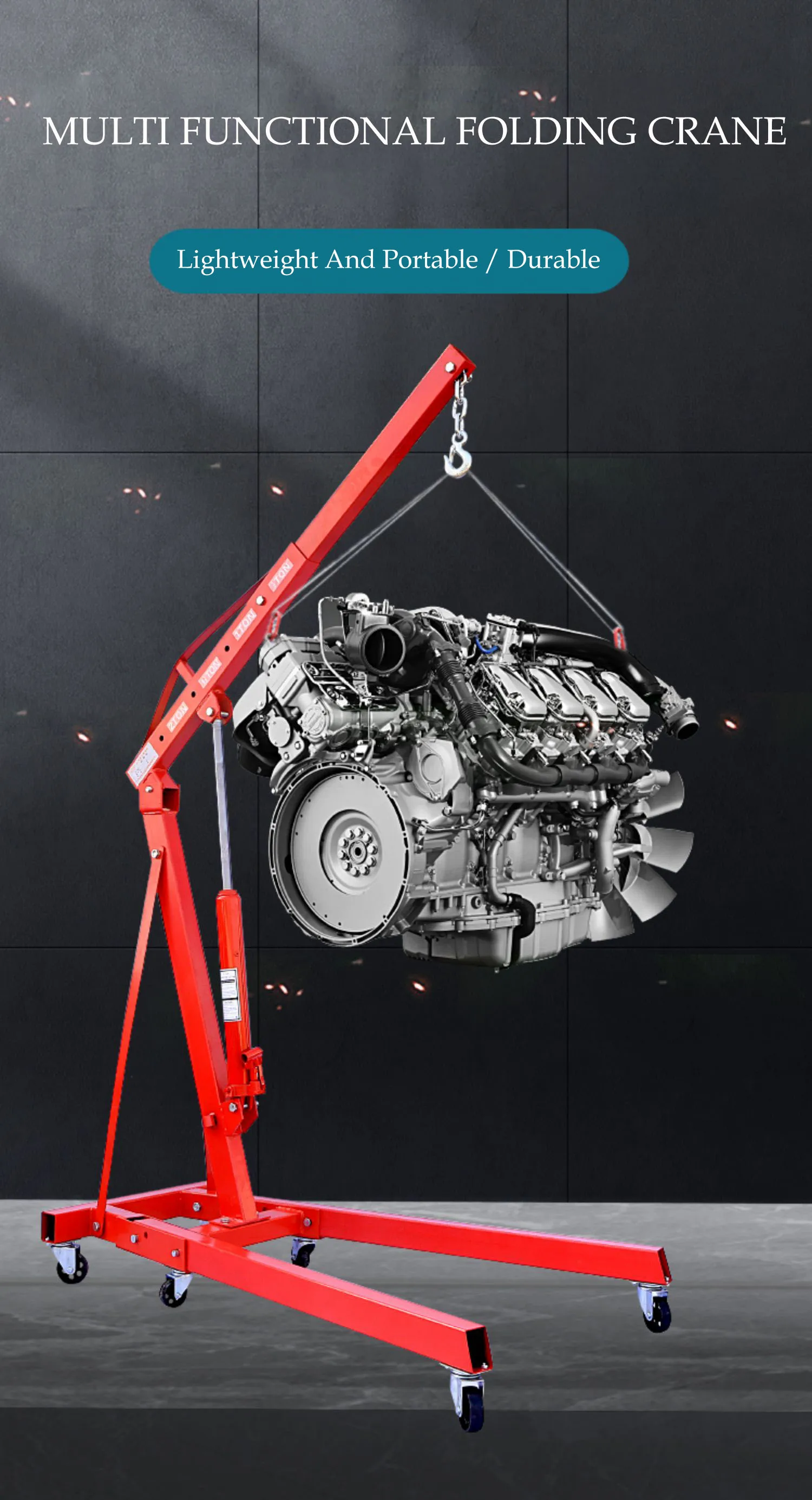 Heavy Duty 2 Ton Engine Crane Stand Hoist Lift Jack Repair Workshop ...