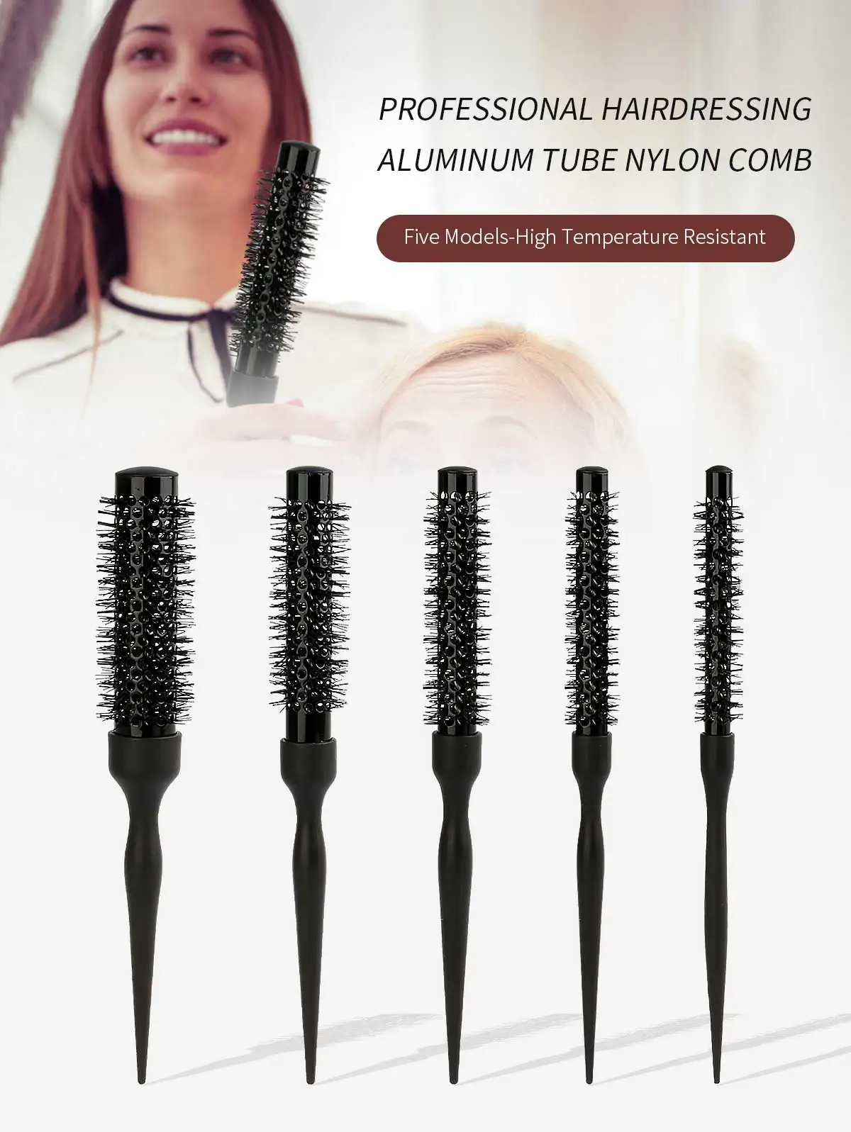 Nylon Toothed Hair Comb Styling Curly Hair Brush Aluminum Tube Rolling ...