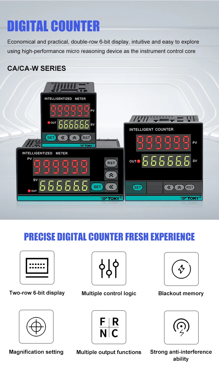 Pulse Input Cables Length Counters - 6 Digit Precision