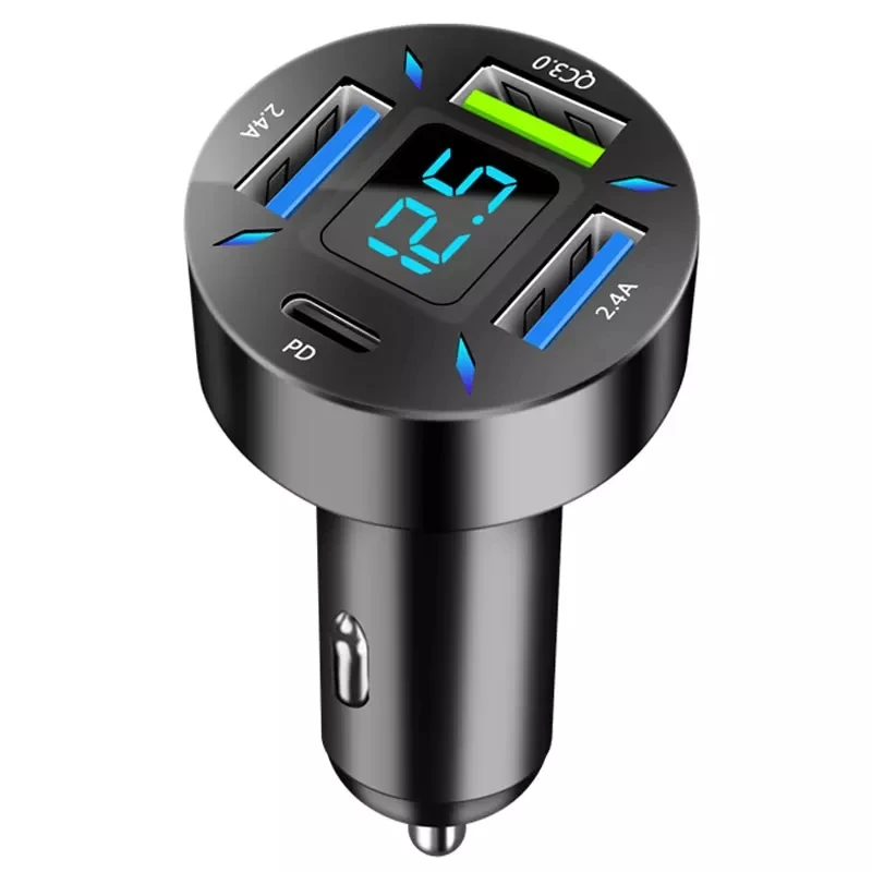 66w 4 Ports Usb Pd Quick Car Charger Qc 3.0 Type C Cigarette Lighter ...