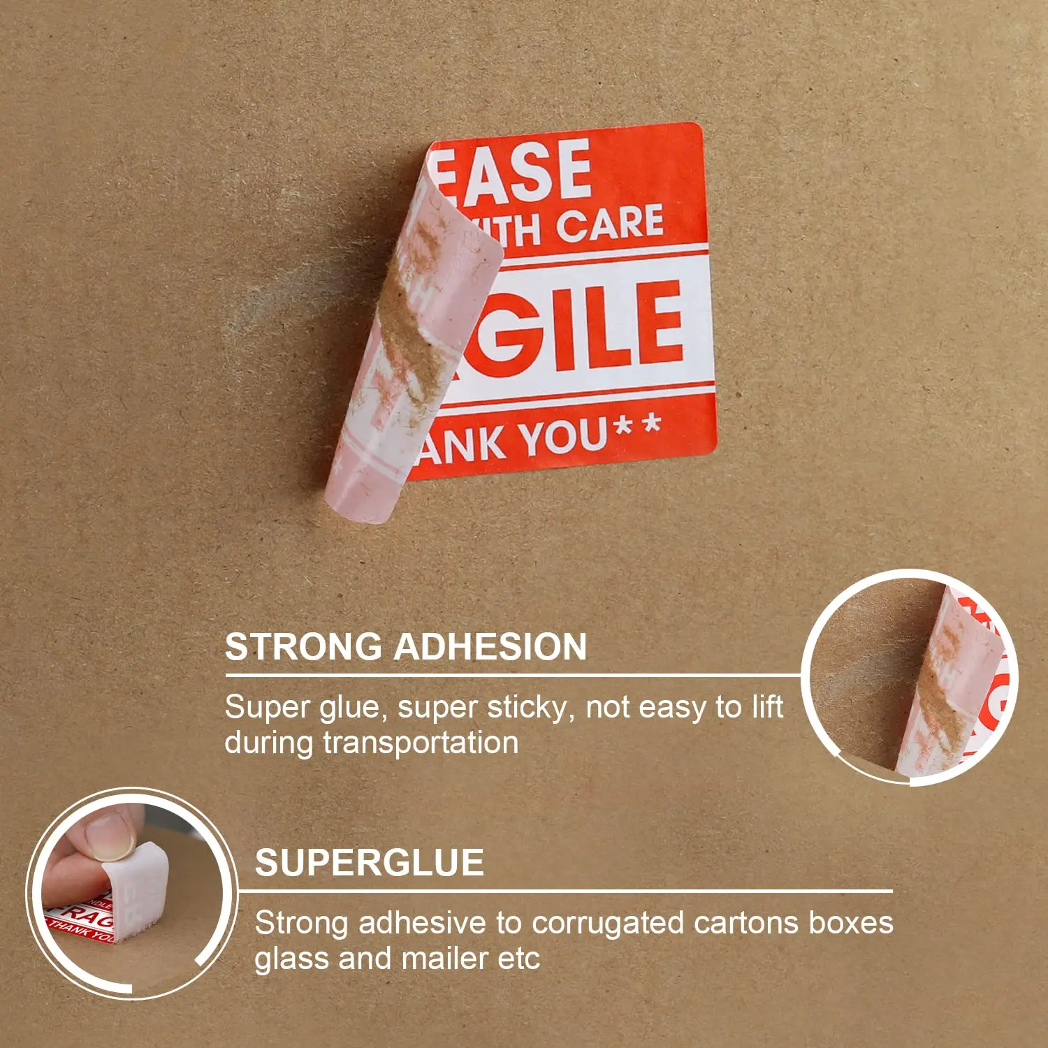 Red Waterproof Scratch-Off Fragile Warning Adhesive Paper Roll Stickers ...