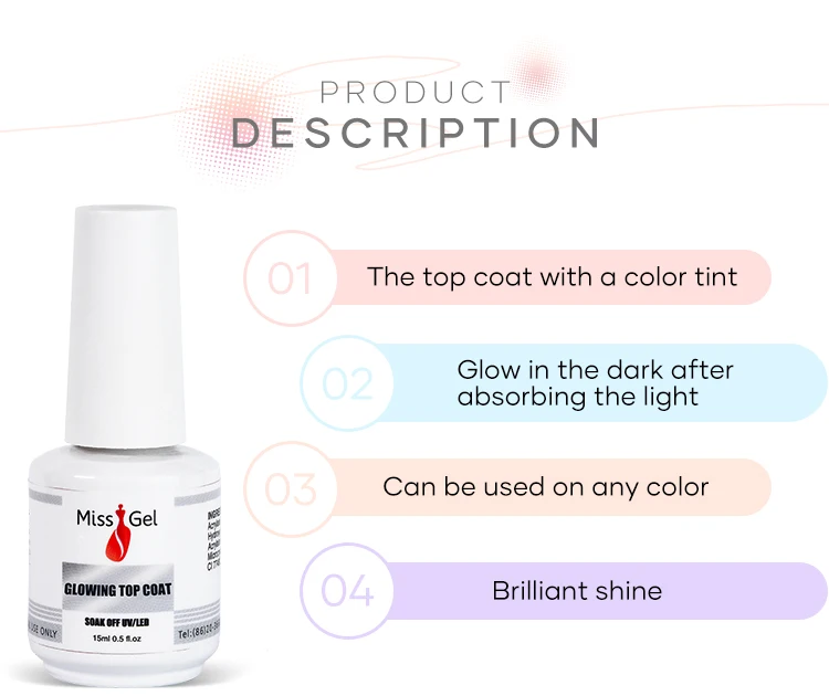 12 Colors Glow In The Dark Top Coat Customize Logo Nail Supplies Uv ...