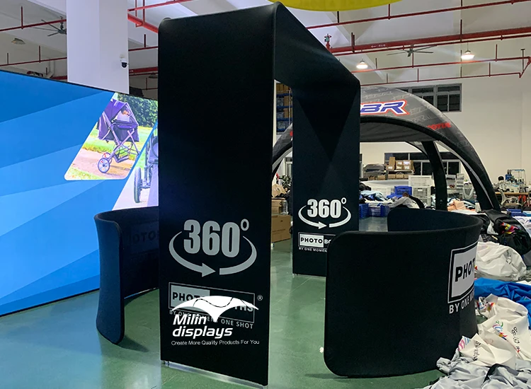 Portable Overhead Photobooth Enclosure Backdrop 360 Degree Spin Booth ...