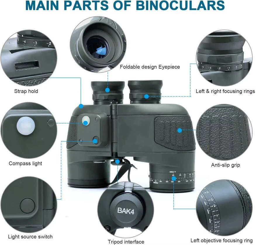 7x50/10x50 Waterproof Floating Marine Binoculars with Rangefinder ...