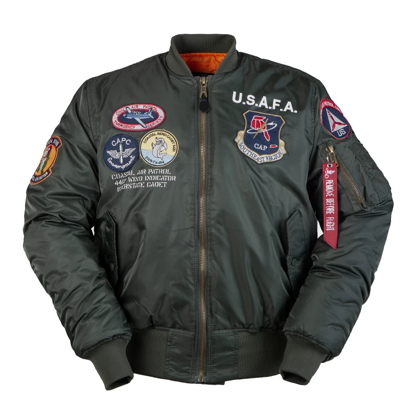 Winter Pilot Flight Baseball Thick Bomber Jacket Custom USAFA Patches