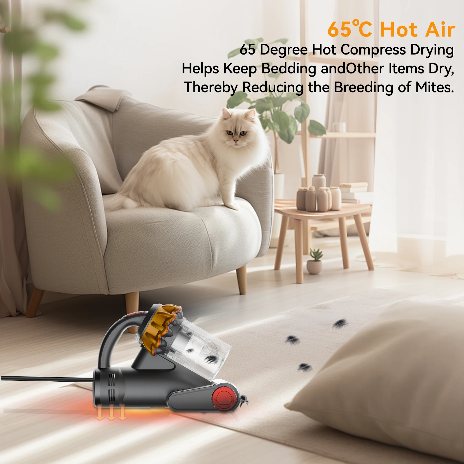 400W/500W Dust Mite Controllers Powerful Suction Handheld Deep Mattress ...