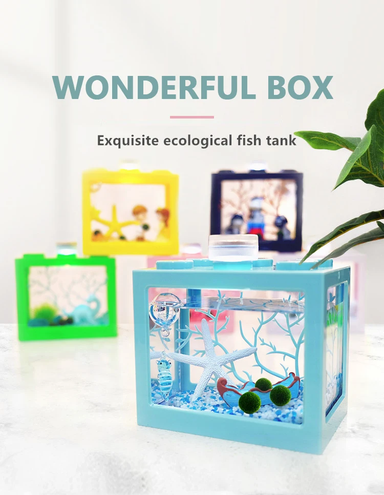 Small Aquarium Tank Office Table Desktop Betta Goldfish Fish Tank ...