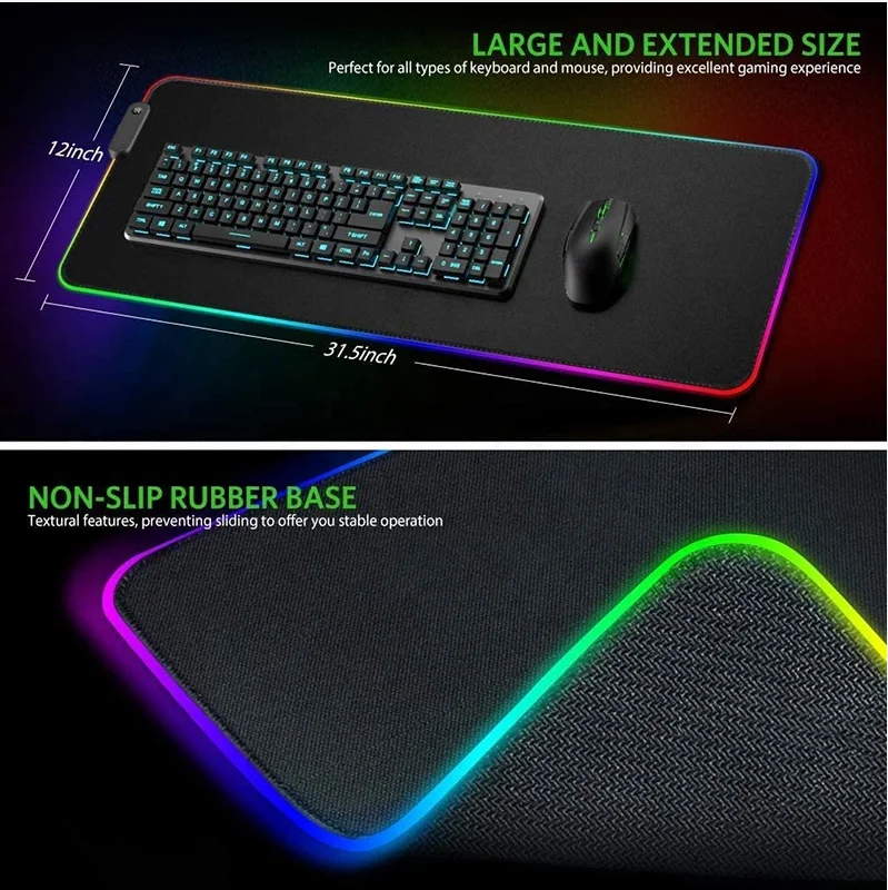 Gaming Mouse Pad - RGB Illuminated, Oversized & Customizable