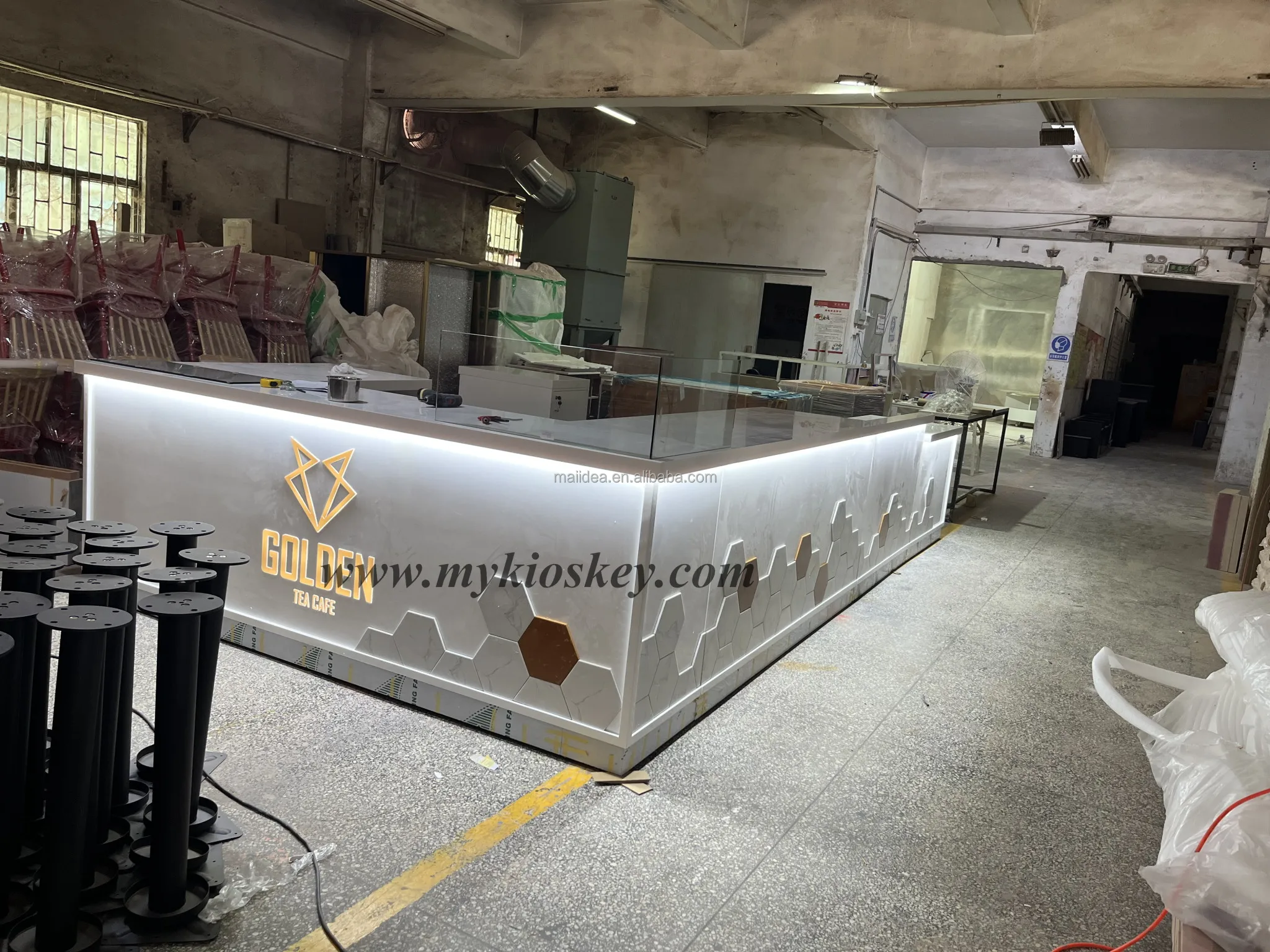 Customize Ice Cream Shop Bar Counter - Dark Blue Wave Board