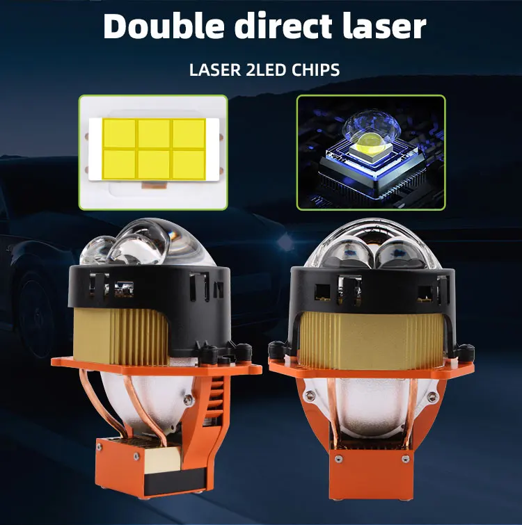 Auto Led Headlamps Dual Laser Projector Lens High Power 95W