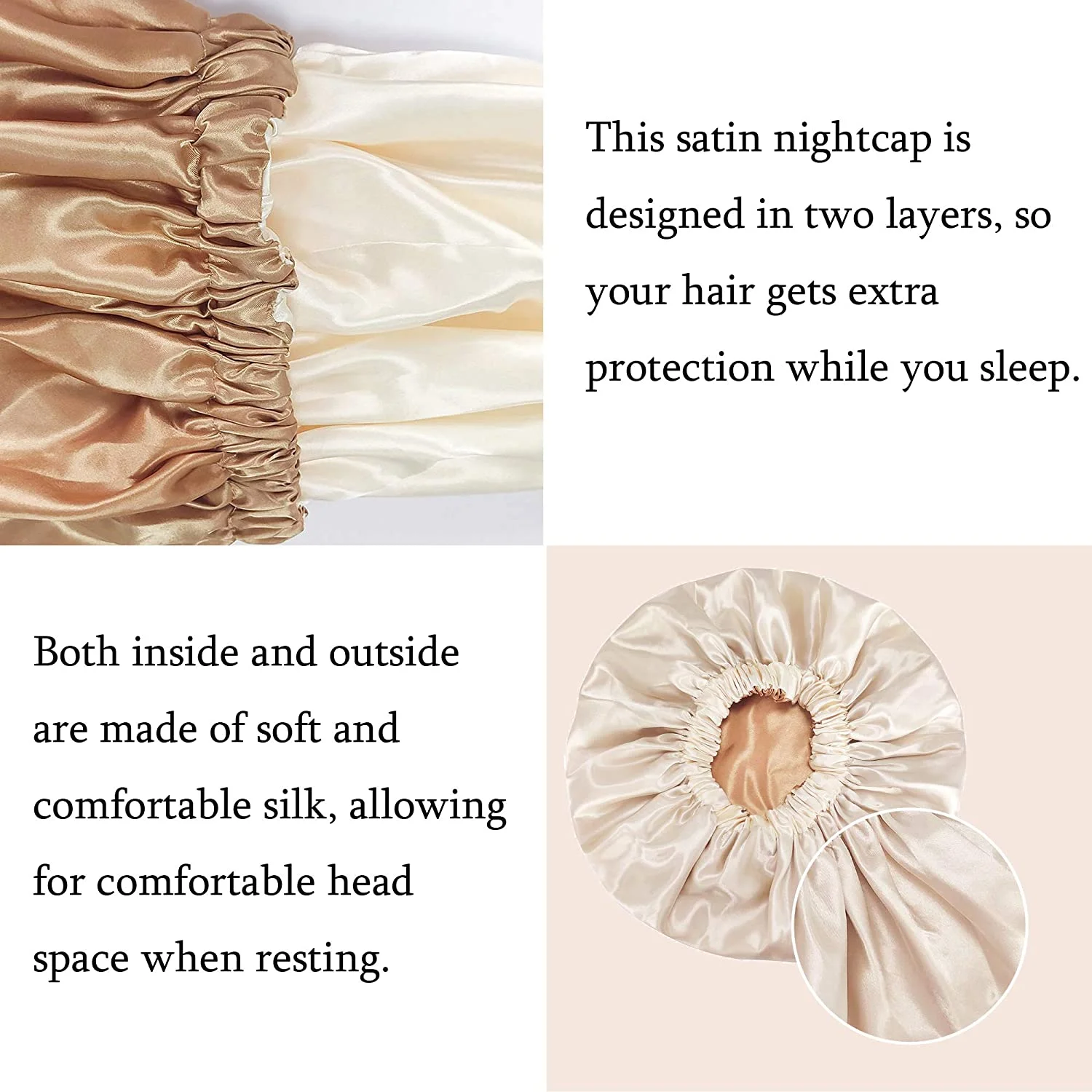 Wholesale Women Satin Silky Sleep Bonnet with Double Layer