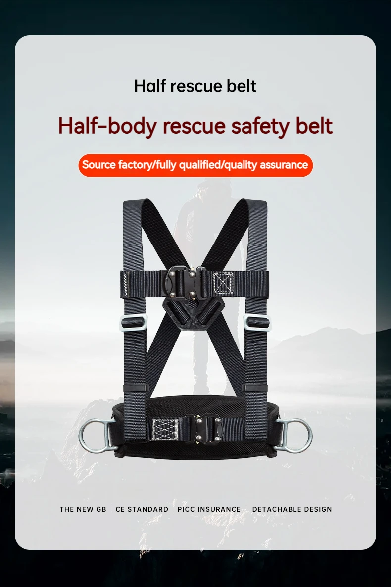 Upgraded Black Double D-Ring Back Padded Electrician 3-point Half Body ...