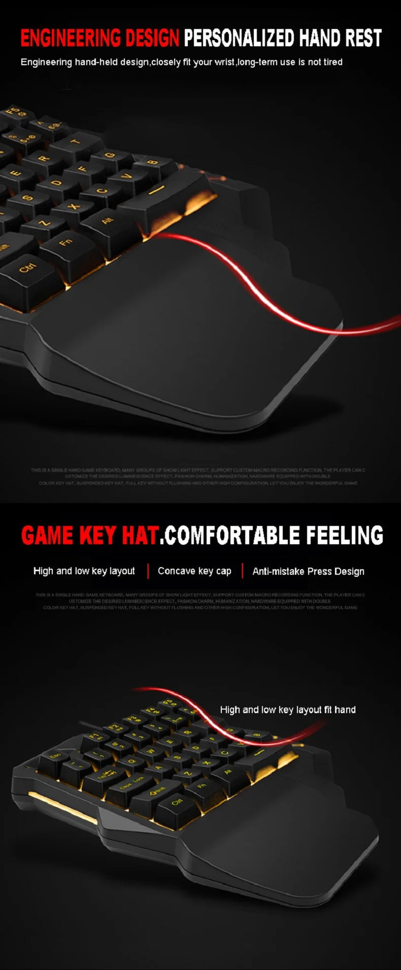 Mini One-Handed RGB LED Backlit G92 Keyboard for Gaming