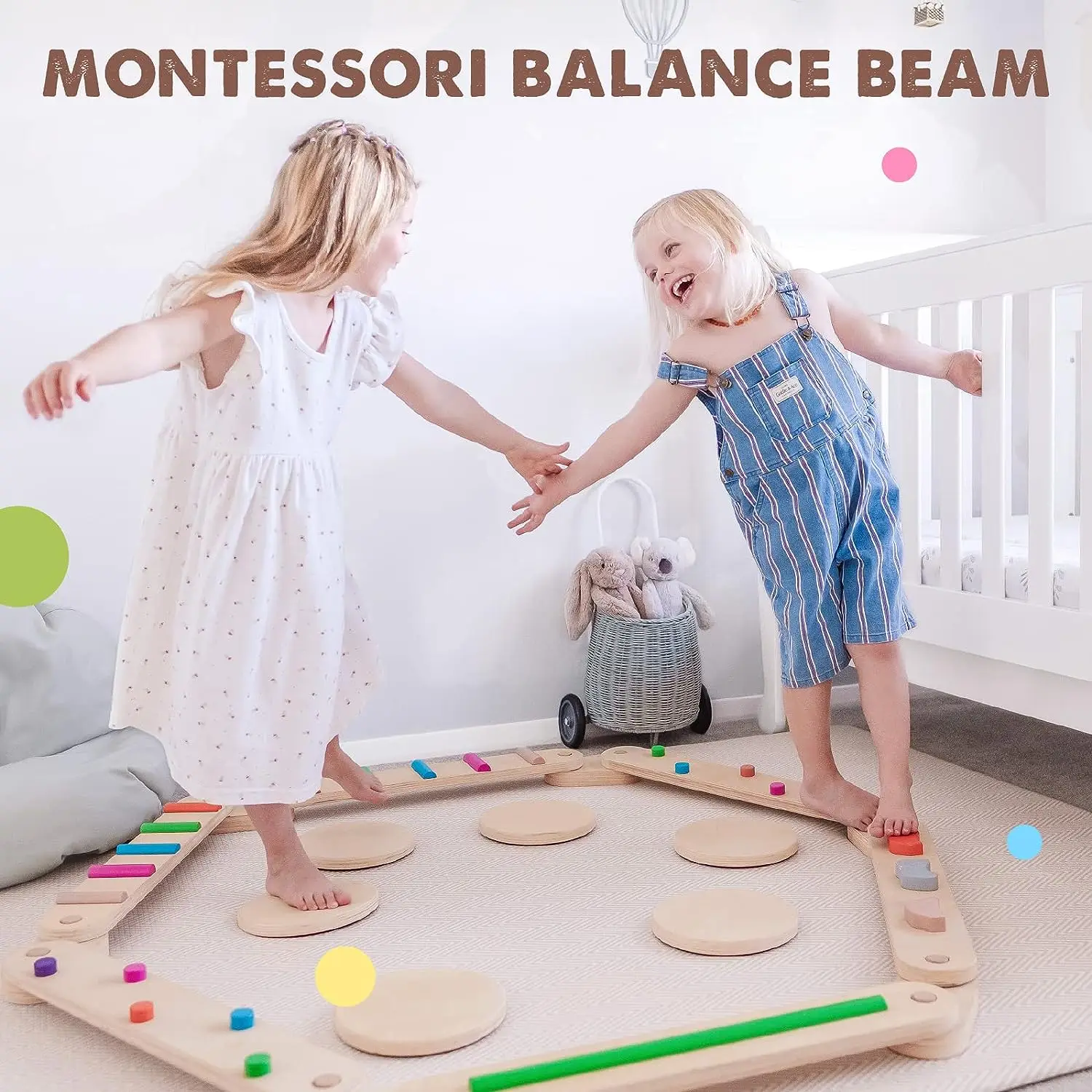 Wooden Balance Beam Montessori Kids Development Coordination Stepping ...