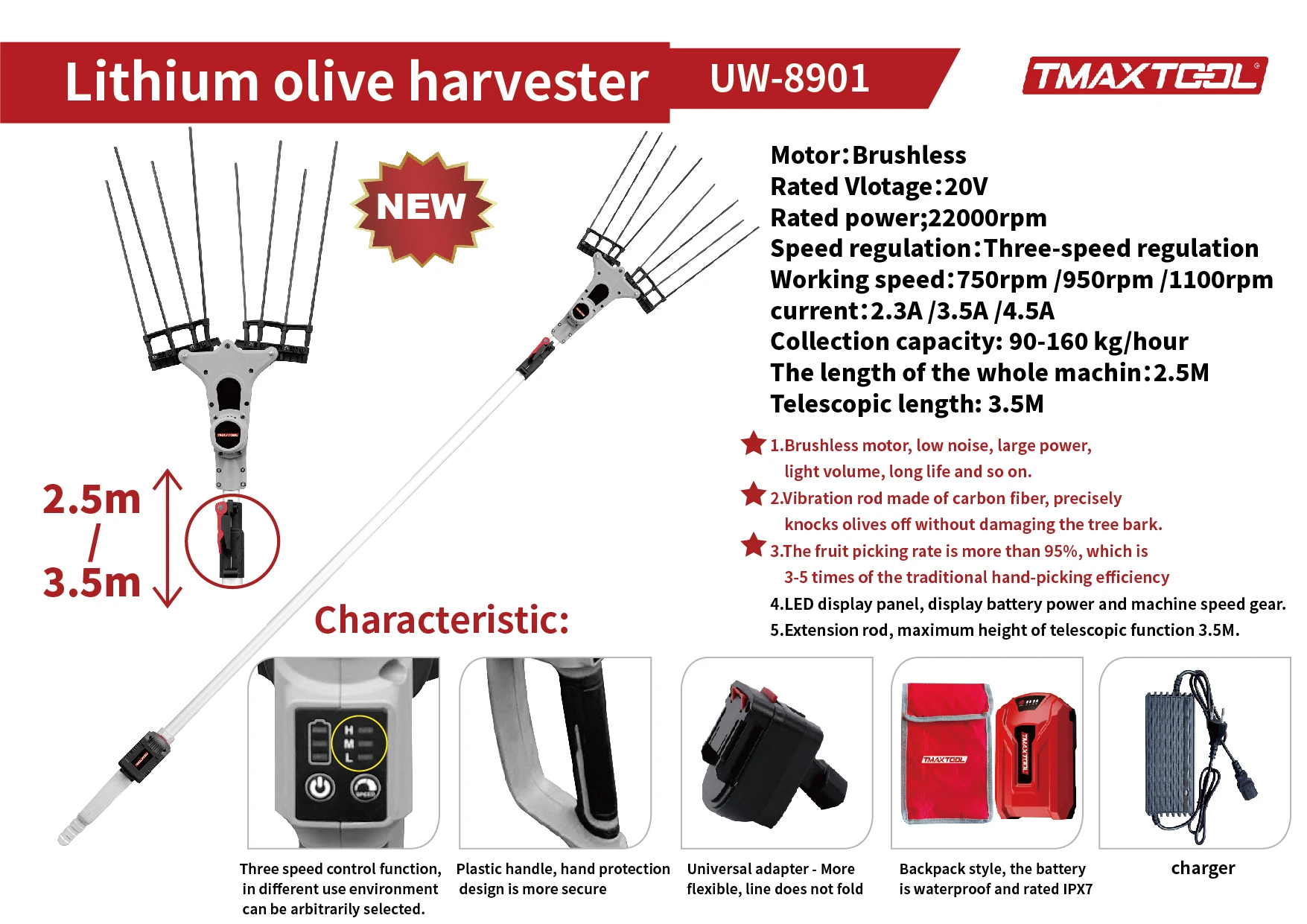 Backpack Battery Powered Olive Tree Harvester Shaker Machine for ...
