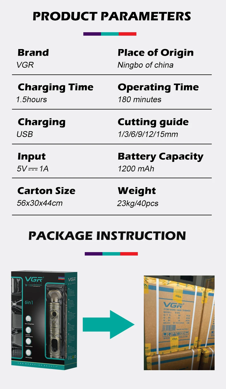 VGR V-106 Professional 6 in 1 Grooming Kit & Men's Trimmer