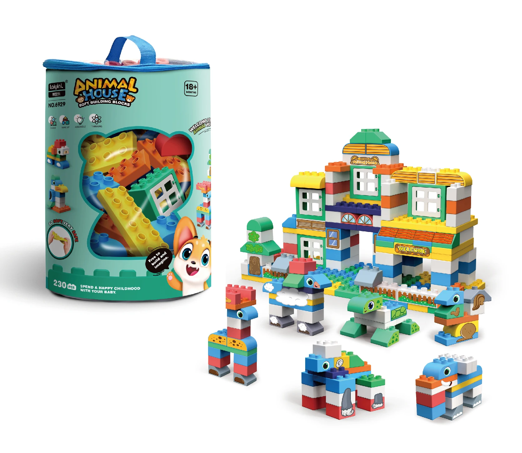 230pcs Large Plastic Particle Assembly Building Blocks Modern ...