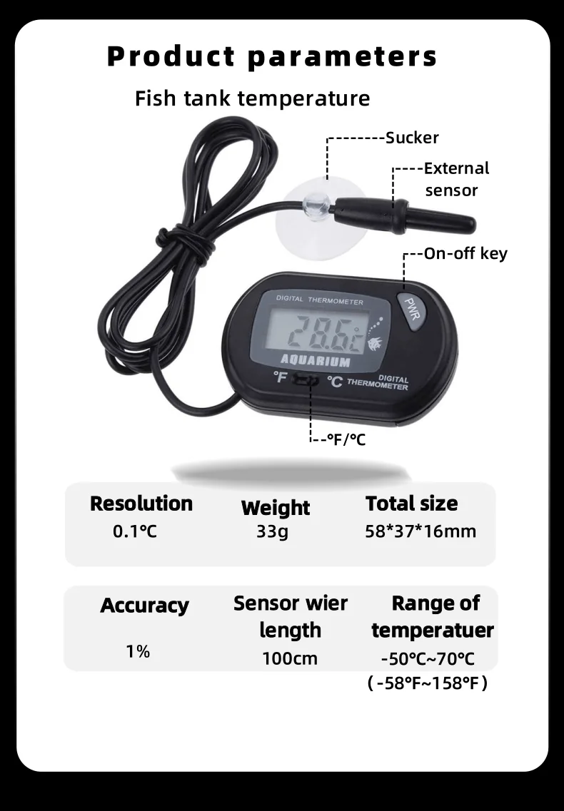 ST-3 Aquarium Thermometer - Accurate Digital Temperature Meter