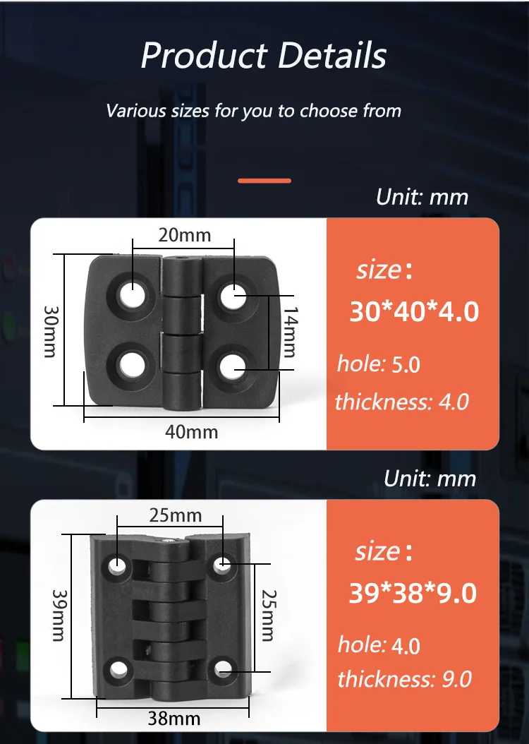 Black PA66 Plastic Hinge - Industrial Strength & Durability