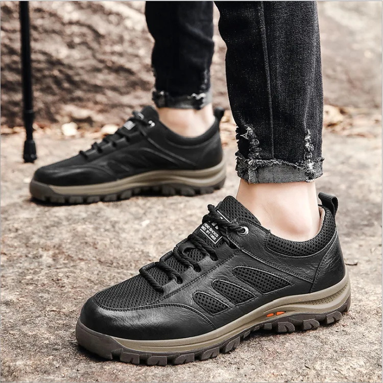 Mens Hiking Shoes Low Cut Boots Walking Shoes Pu Leather Upper Outdoor