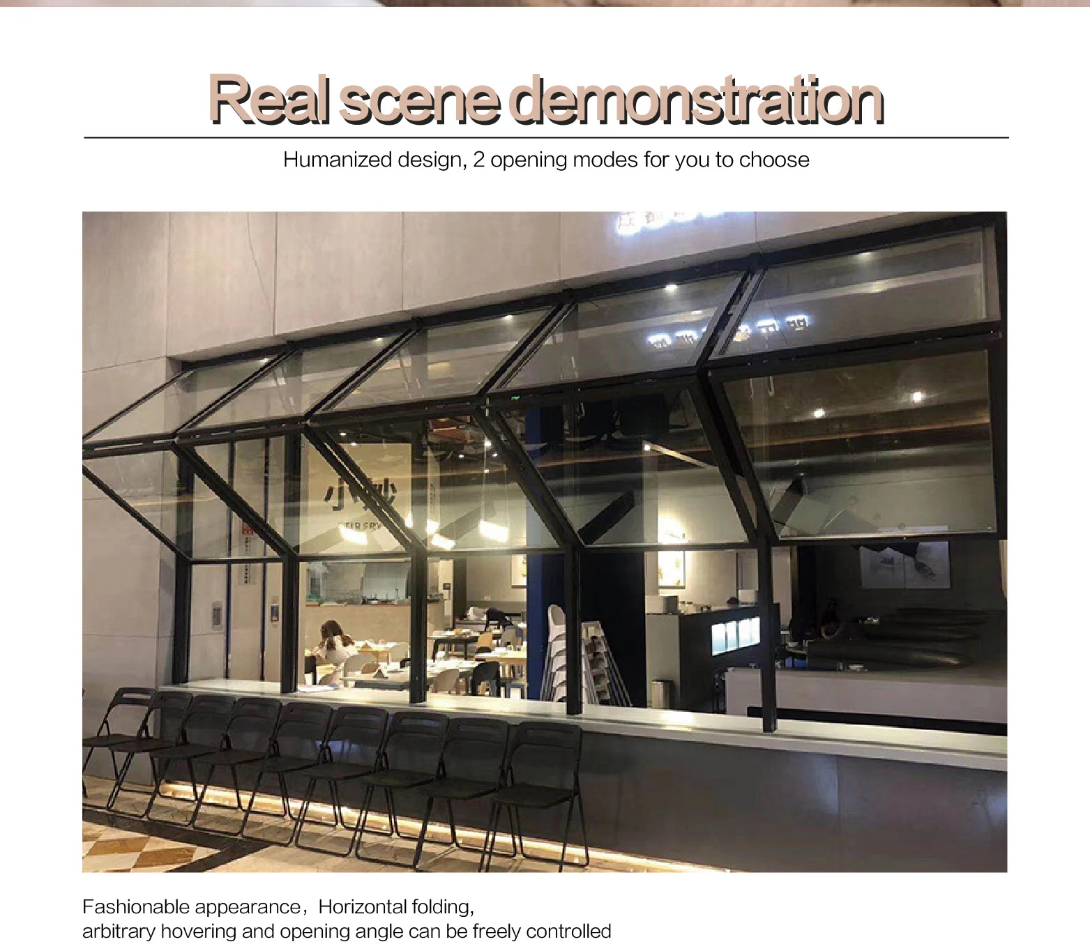 Modern Style Frameless Folding Window 12mm Tempered Glass Full View ...