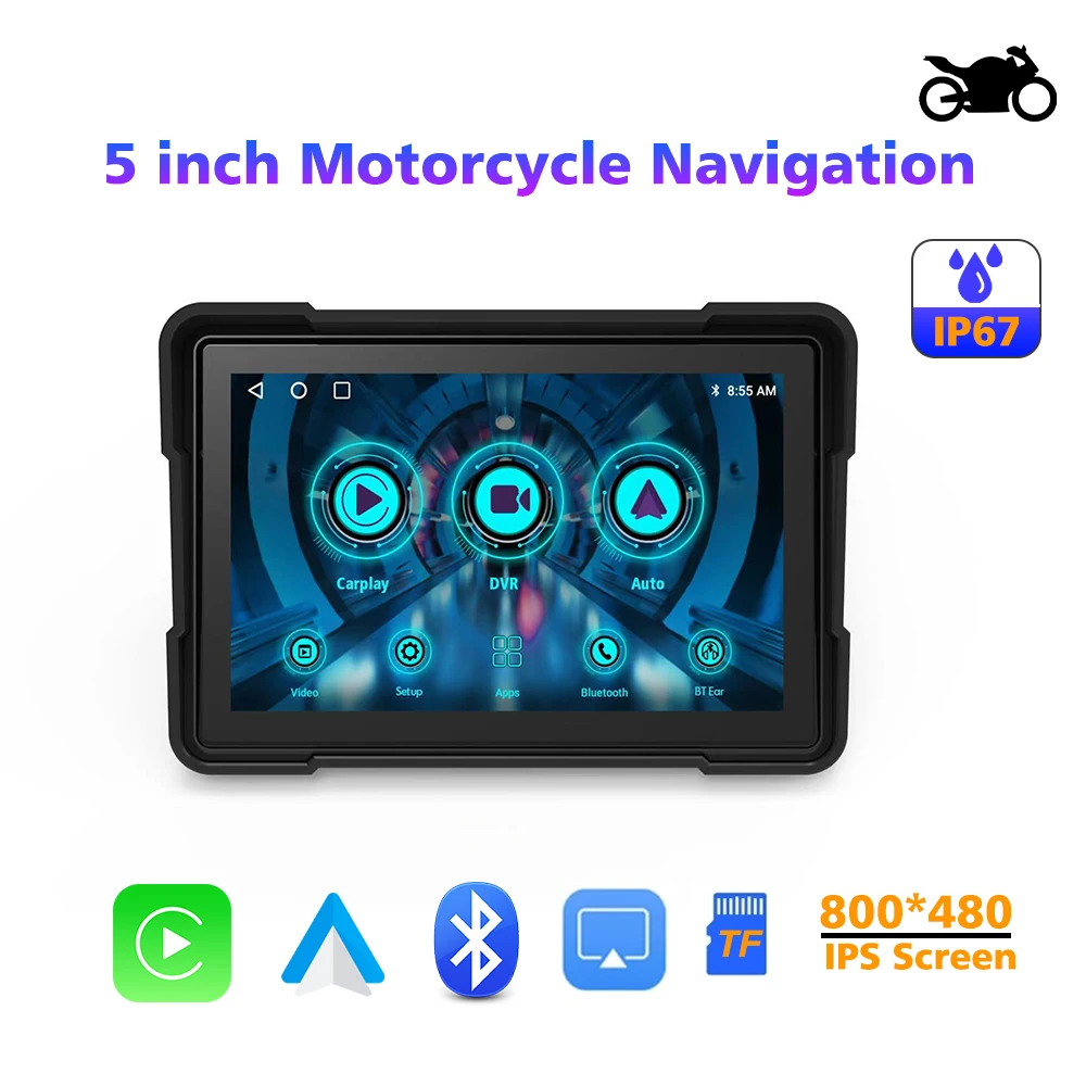 Topnavi 5 Inch Motorcycle Multimedia Player Wireless Carplay Android ...