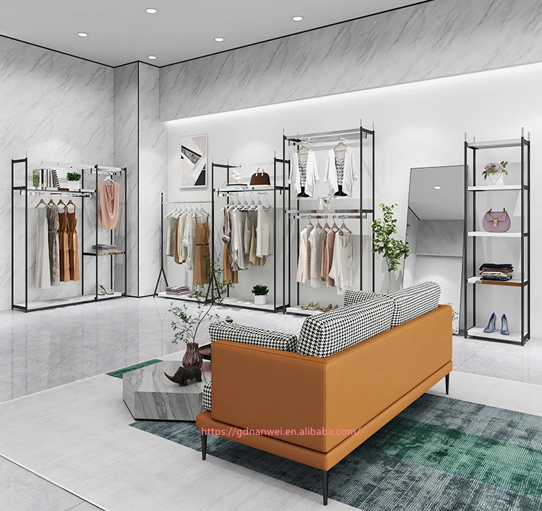 Custom Stainless Steel Cloth Store Display Design Women Clothes Display ...