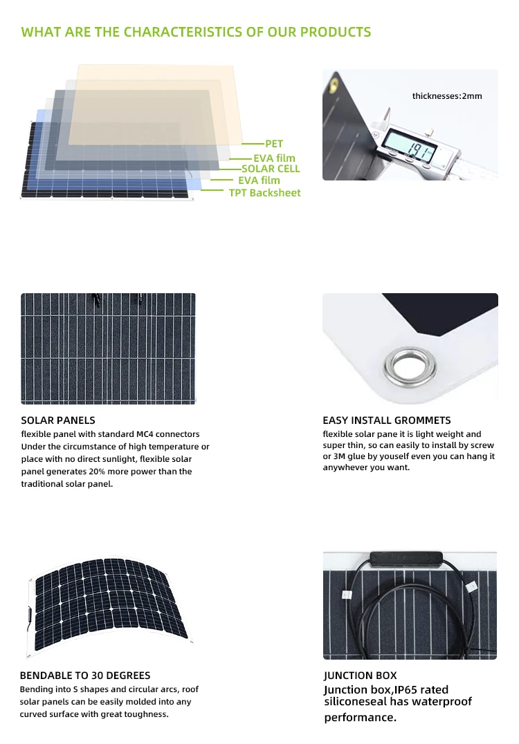 Jellsun 24v Flexible Solar Panel Mono Cell Pv Module Sunpower Solar ...