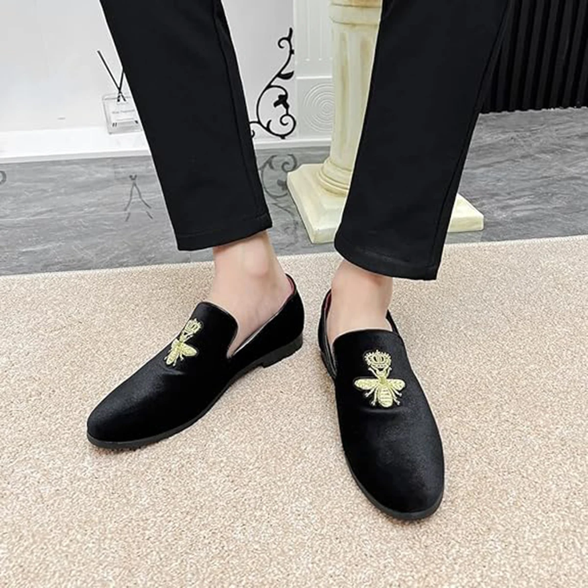 Men's Luxury Velvet Penny Loafer Shoes Noble Slip-on Suede Loafers ...
