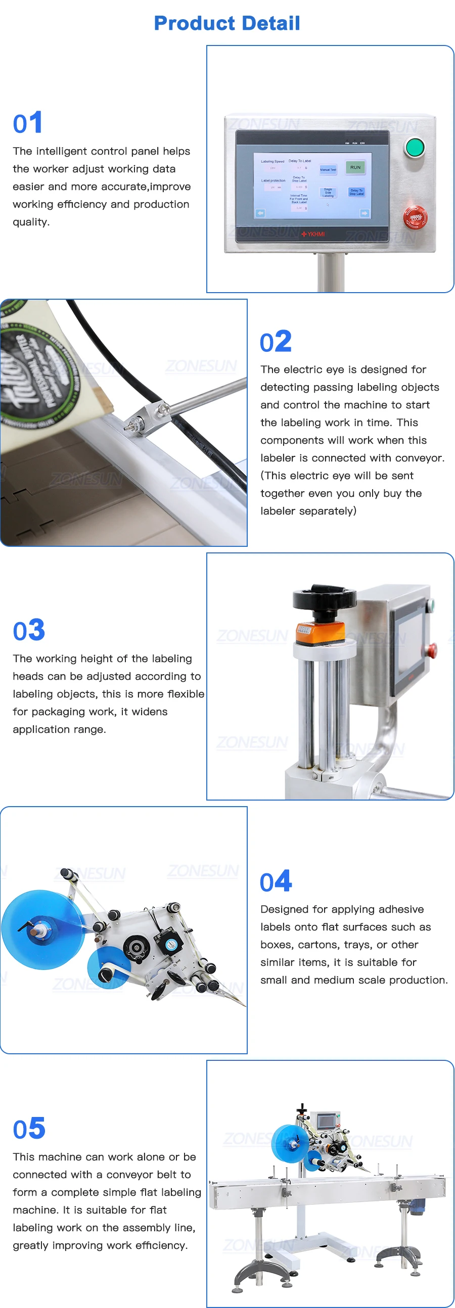 ZONESUN ZS-TB851A Automatic Sticker Round Bottle Top Side Carton Box ...