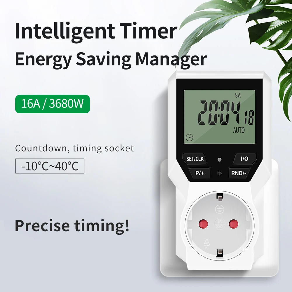 Digital Smart Timer Socket 16a Timer Eu Plug Power Control Device With ...