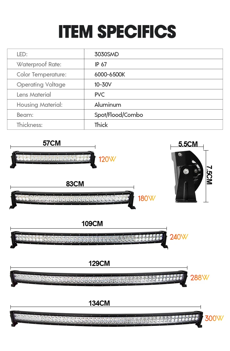 Double Row Led Light Bar For Truck 180w Curved Slim Thin Led Light Bar ...