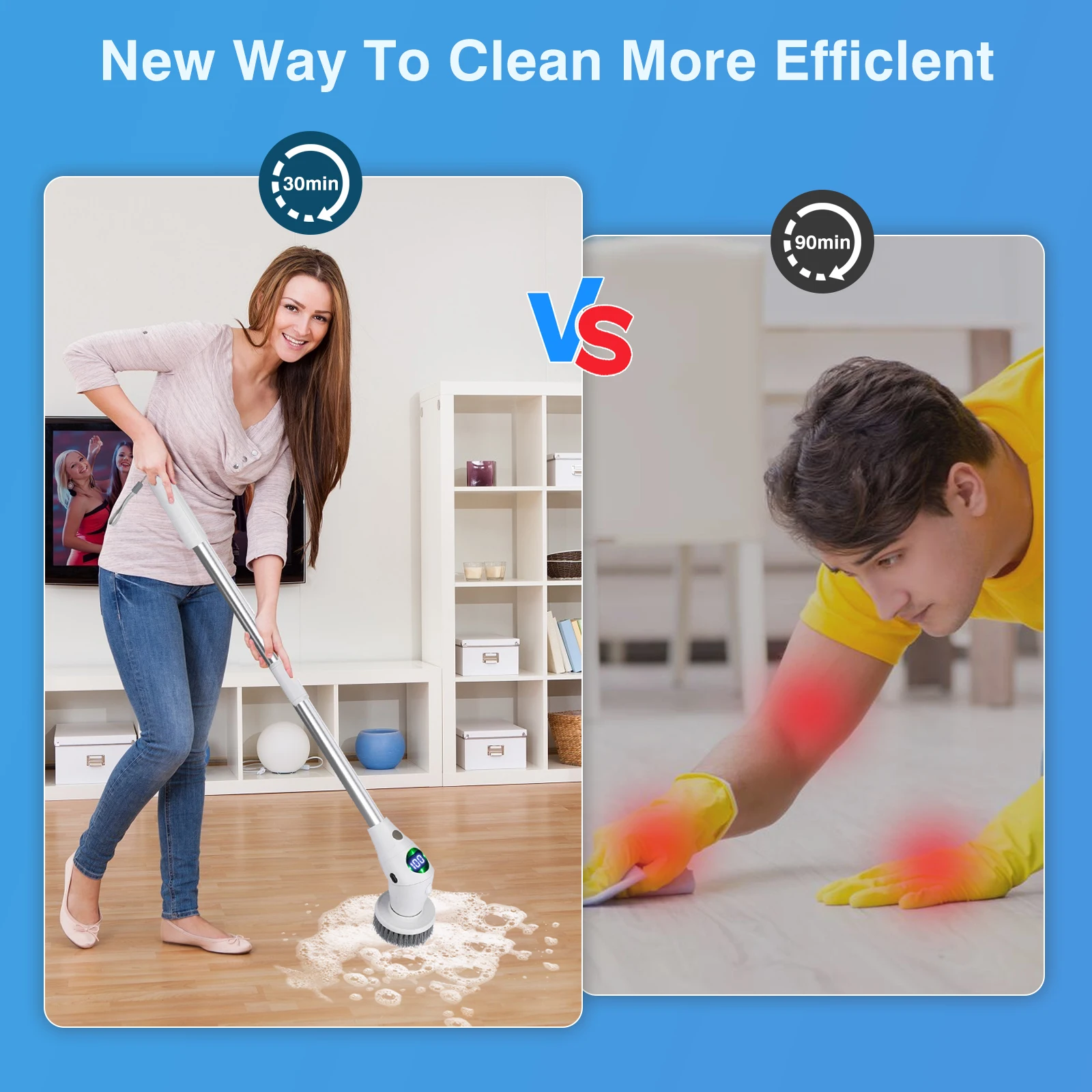 Rechargeable Rotating Cleaning Brush - Electric Spin Scrubber