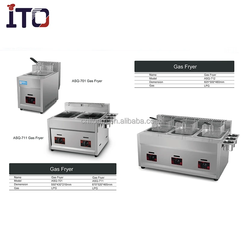 Commercial Restaurant Stainless Steel Double Tanks Gas Fryer