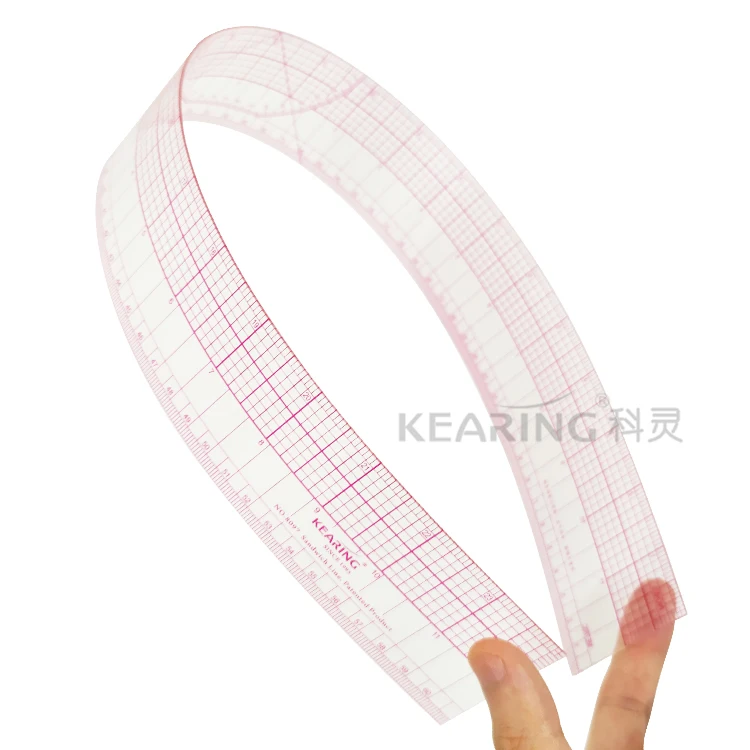 Kearing Transparent Red 50cm Plastic Grading Ruler For Pattern Making Odm