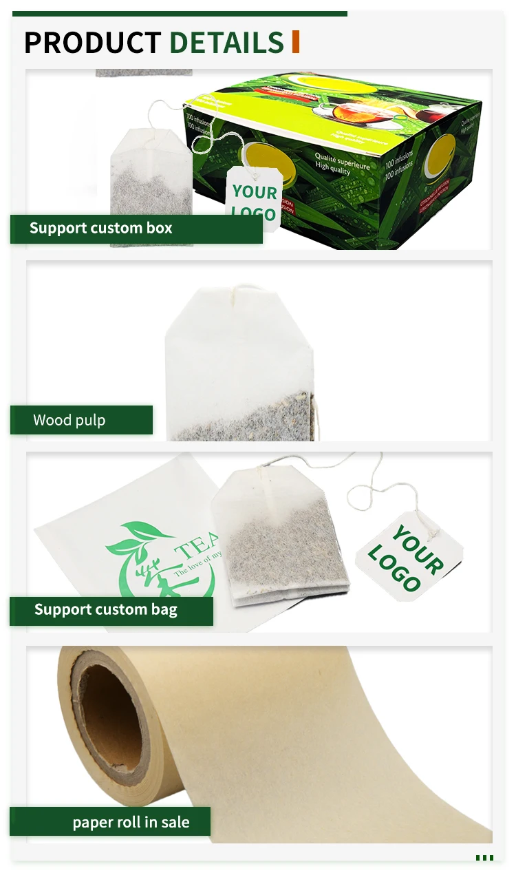 Double Bag Filter Paper Eco-friendly Material Custom Label Tea Sachet ...