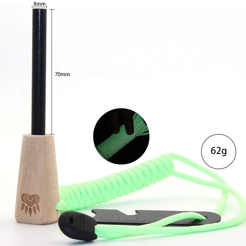 Emergency Paracord Flintstone Fire Steel Magnesium Lighter Ferro Rod ...