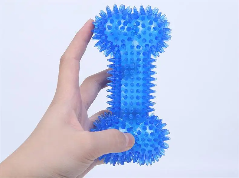 Top Selling Tpr Bone Squeaky Pet Training Dog Chew Toys Toothbrush Indestructible Dot Bone ...