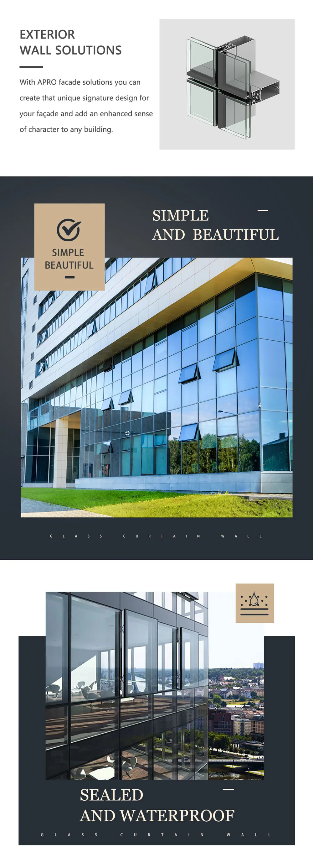 Aluminium Building Unitized Window Wall Panel Black S Profiles Facade ...