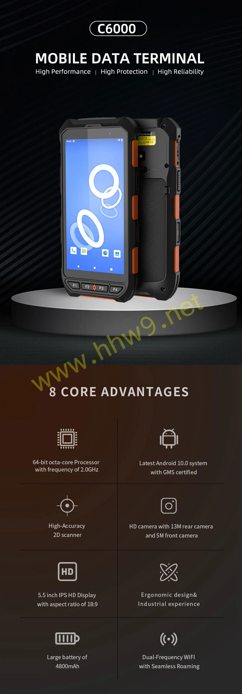 Rugged Smartphone PDA RFID Barcode Scanner Portable Android Rfid Reader ...