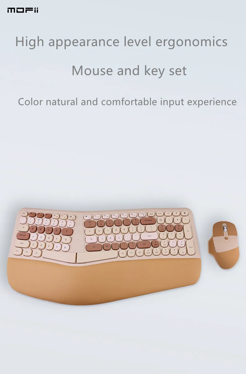 Mofii Keyboard And Mouse Set Ergonomic Wireless Keyboard Mouse Palm Rest Full Size Keyboard And