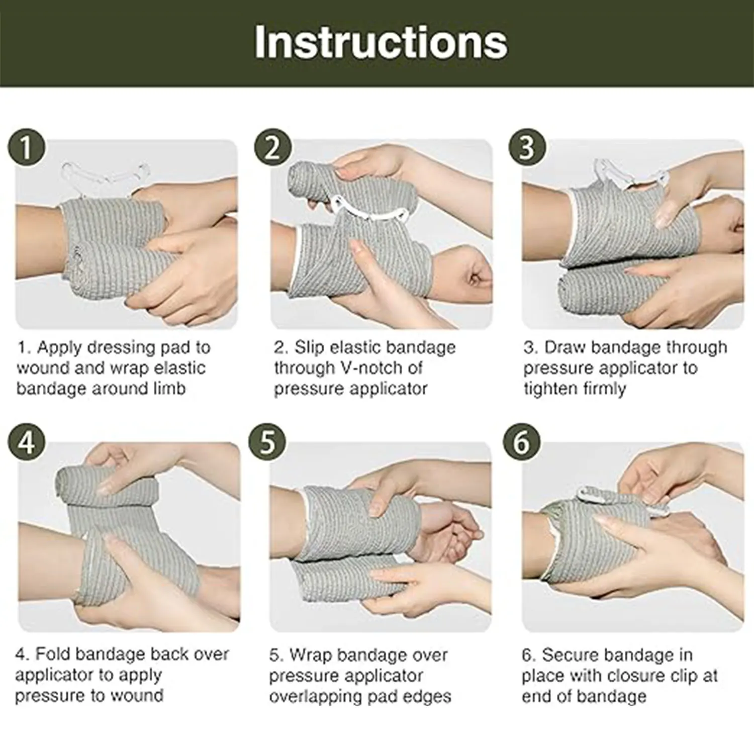 Medical First Aid Tactical Survival Trauma Milhary 6 /4 Inch Crepe ...