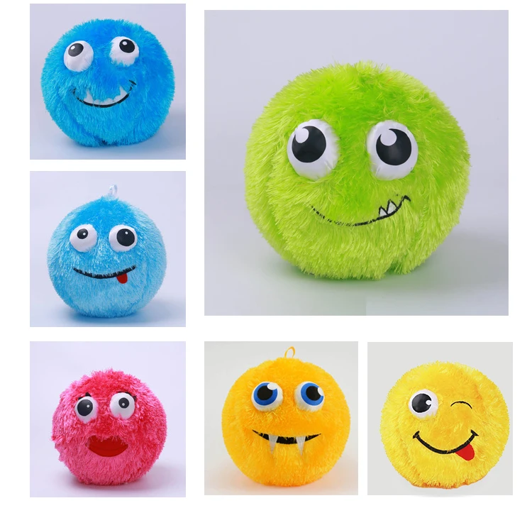 Fuzzy Happy and Ugly Faces Plush Toy Ball - Inflatable Fun