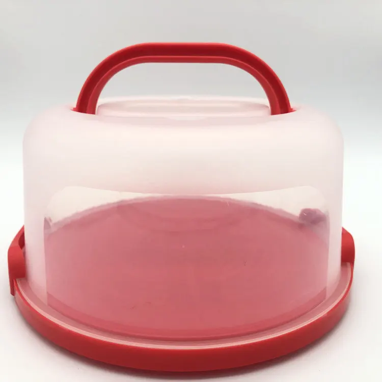 Round Cake Carrier - 10 Inch Plastic Cake Stand with Handle