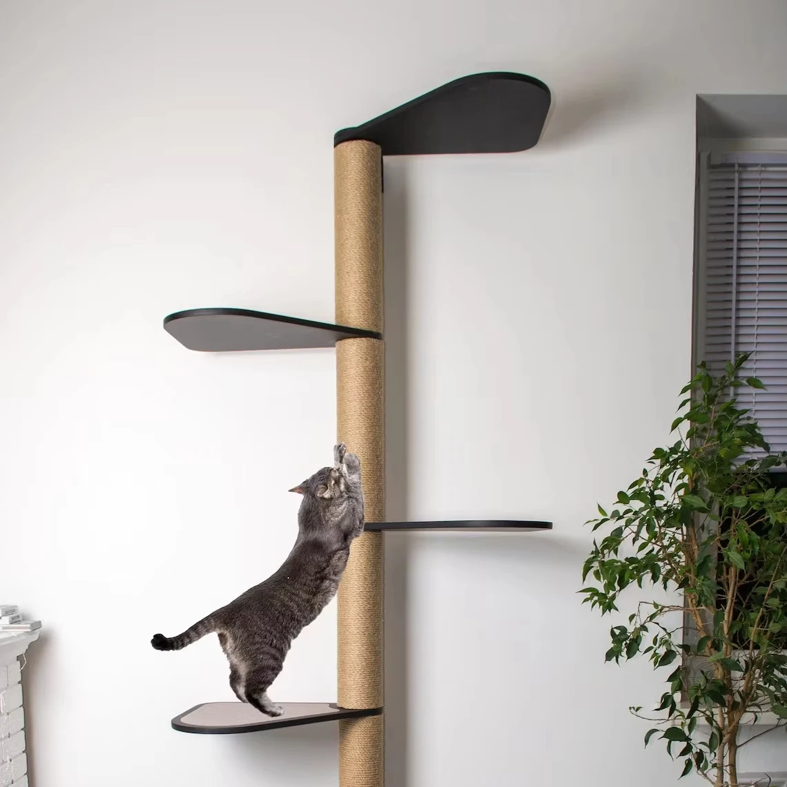 Modern Tall Cat Tree Wood Scratching Post Tower with Contemporary ...