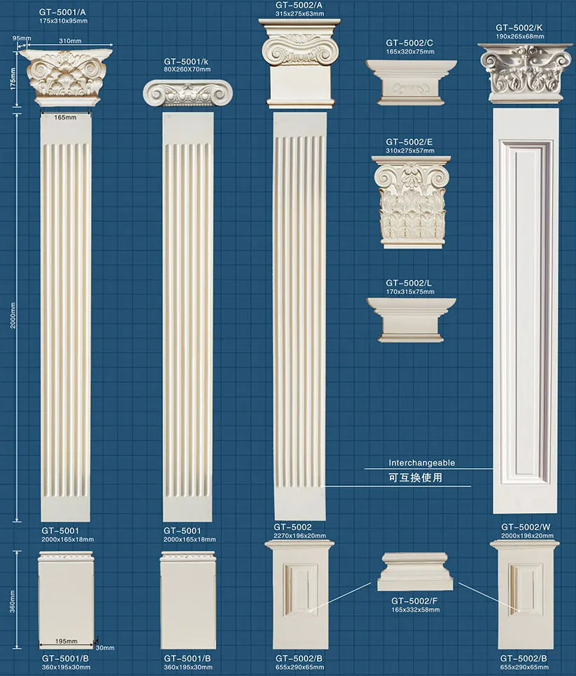 Roman Column Pilaster PU Exterior Columns Molds Cement Concrete House ...